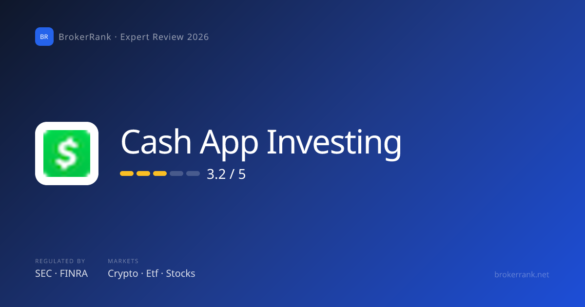 Cash App Investing Review 2026 — Fees, Safety & Rating | BrokerRank